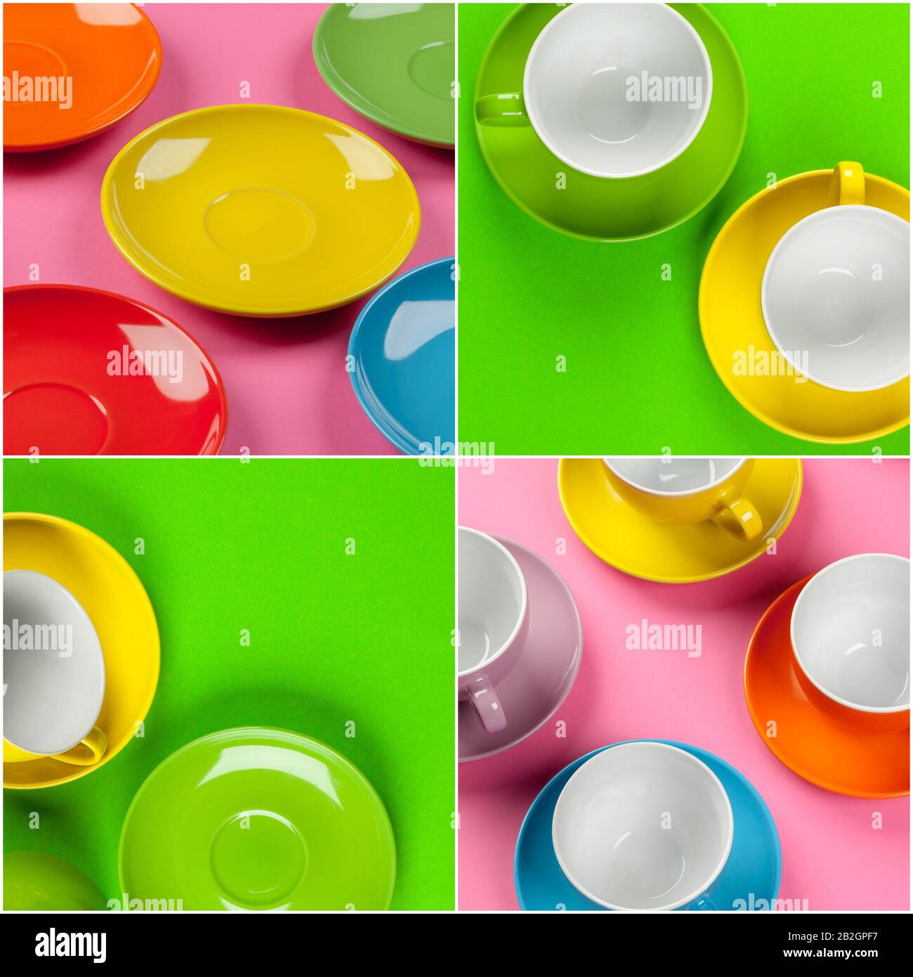 Collage of colorful tea or coffee cups Stock Photo - Alamy