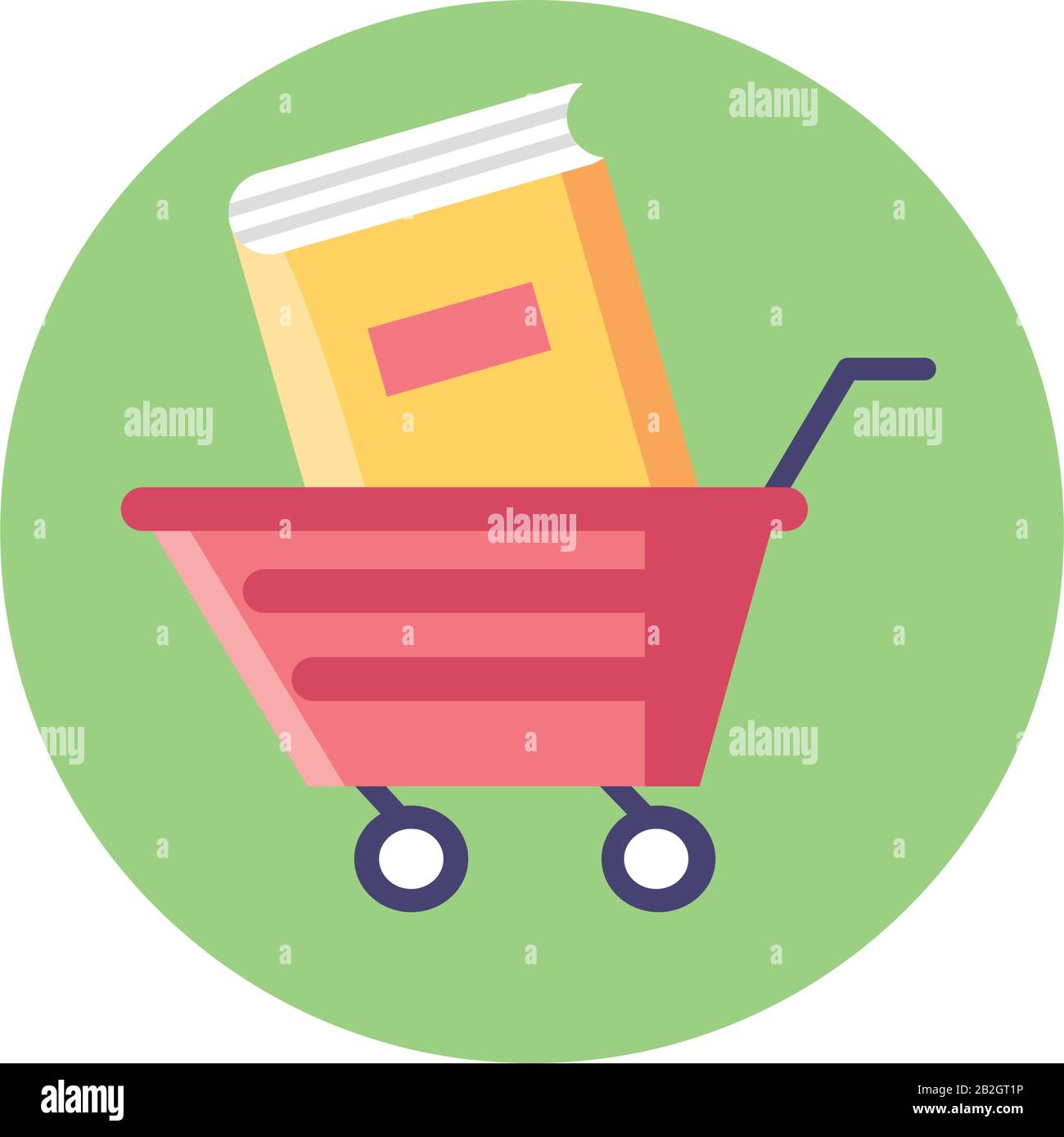 shopping cart with book icon over white background, colorful block ...
