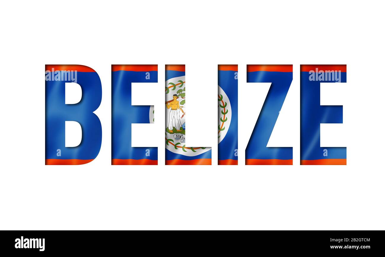 Belize flag text font. National symbol background Stock Photo - Alamy