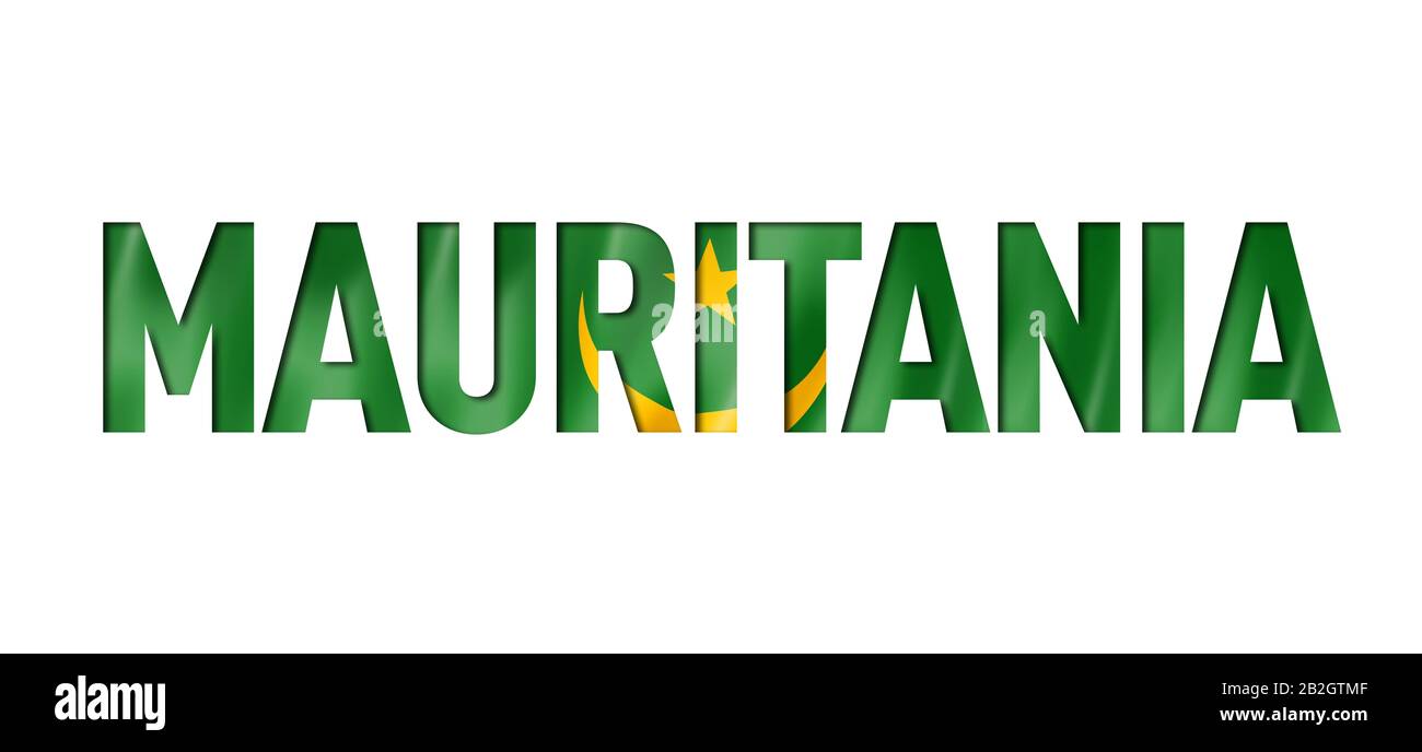 Mauritania flag text font. Mauritania symbol background Stock Photo - Alamy