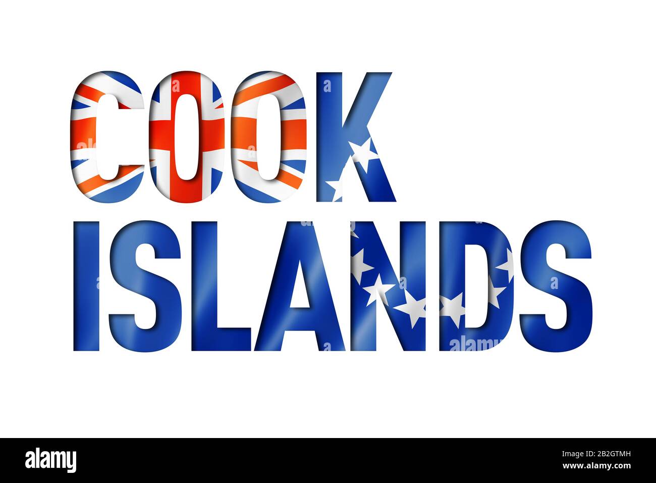 Cook Islands flag text font. National symbol background Stock Photo - Alamy