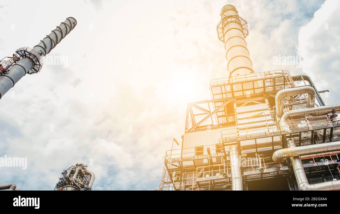 Industrial zone,The equipment of oil refining,Close-up of industrial ...