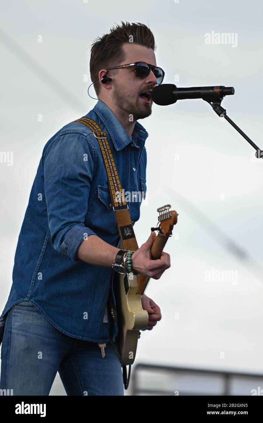 Country music singer Chase Bryant performed before the NASCAR Auto Club ...