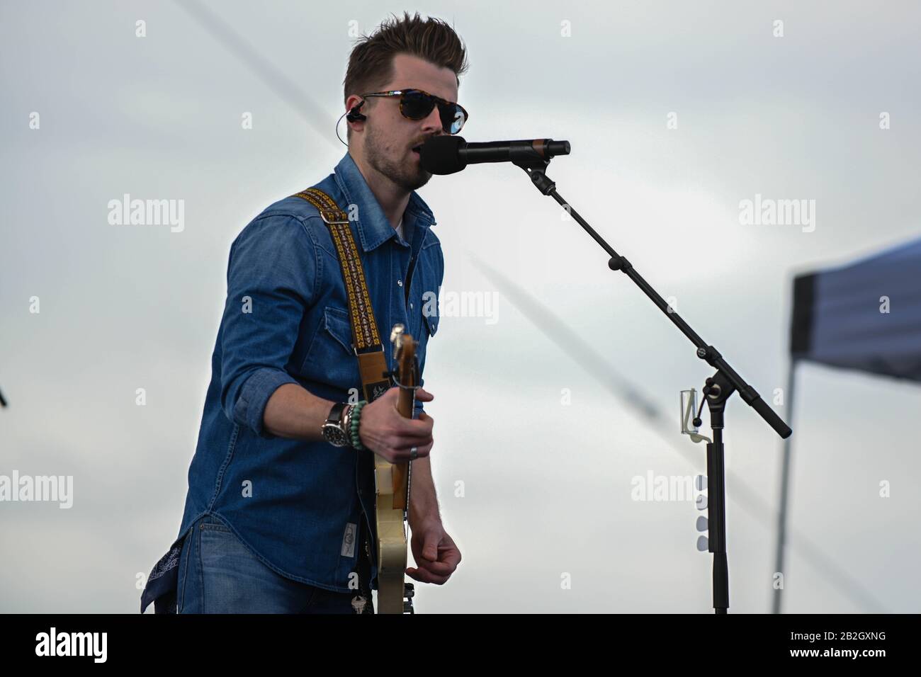 Country music singer Chase Bryant performed before the NASCAR Auto Club ...