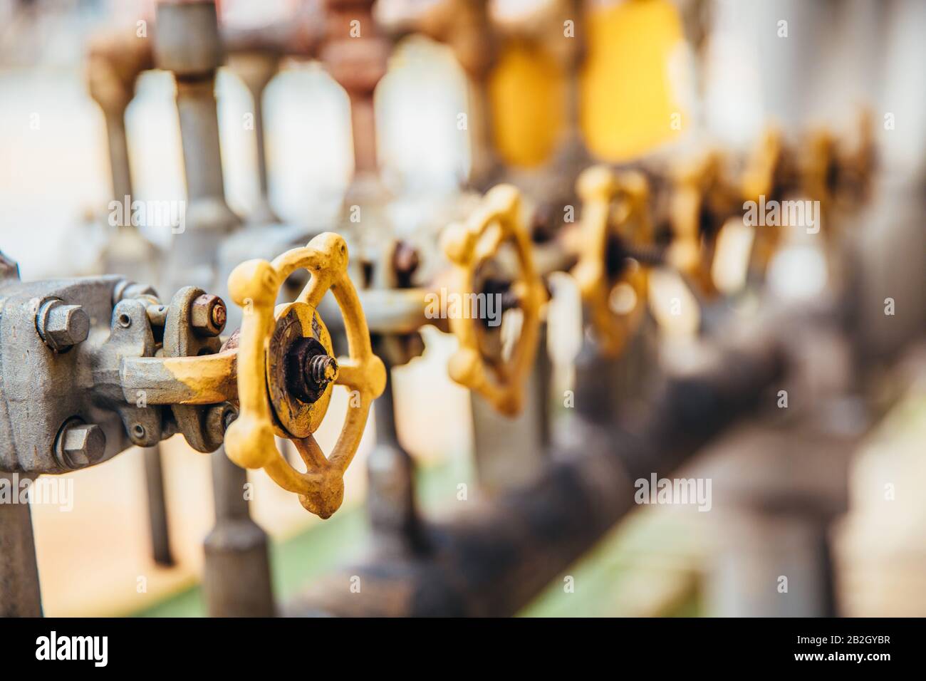 Industrial zone,The equipment of oil refining,Close-up of industrial ...