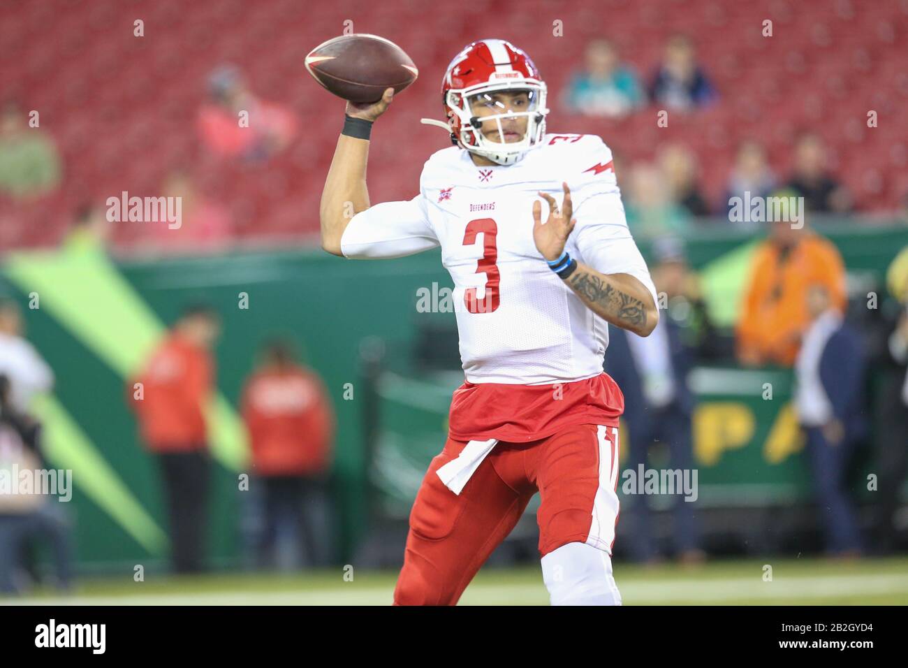DC Defenders quarterback Tyree Jackson (3) passes the ball during an ...