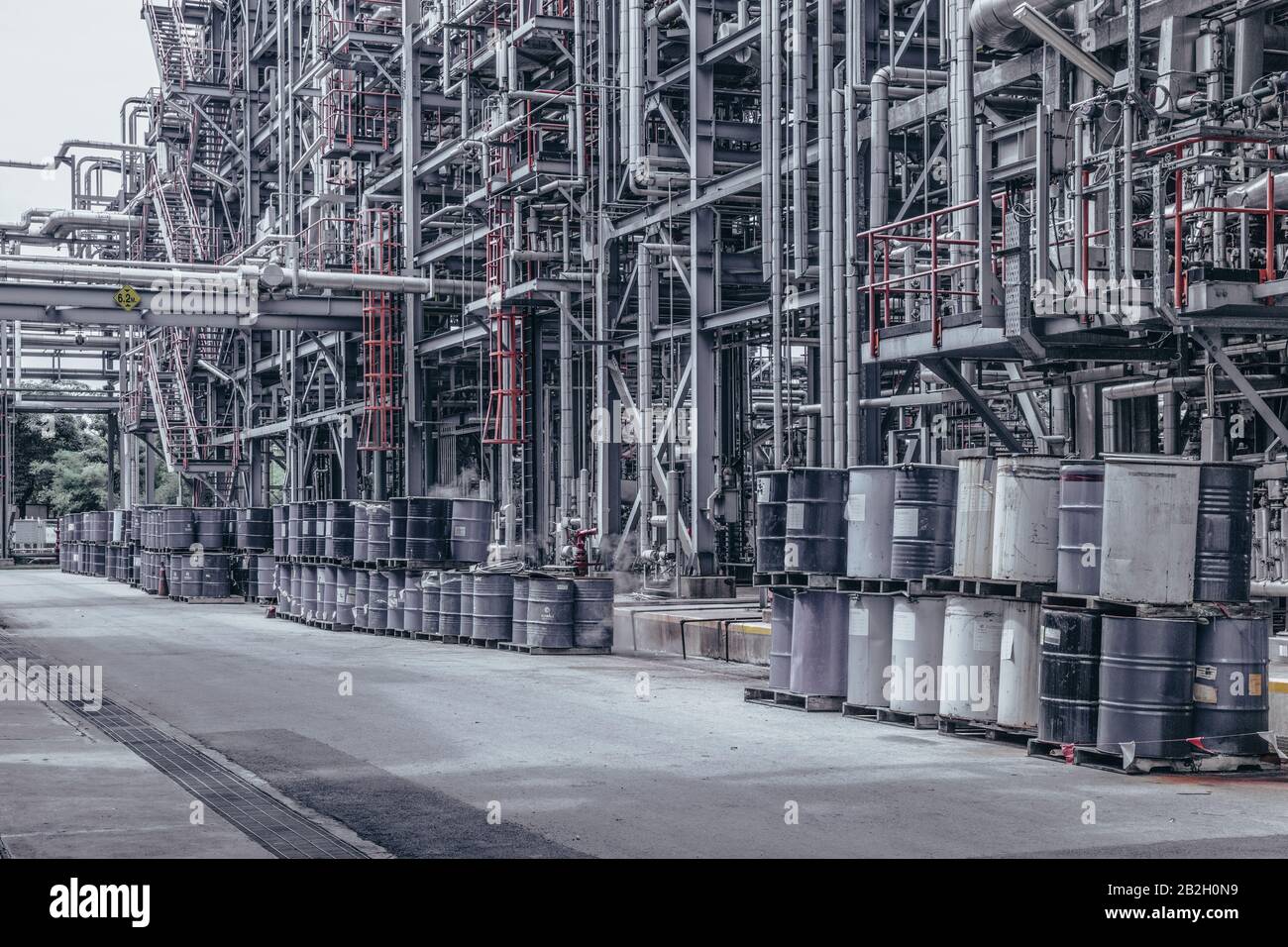 Industrial zone,The equipment of oil refining,Close-up of industrial ...