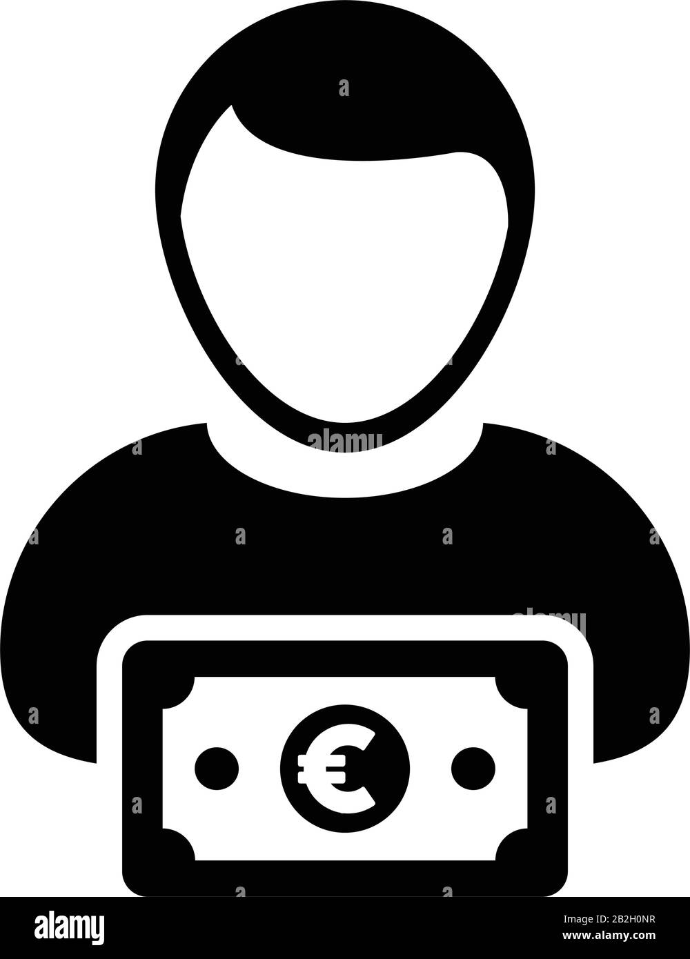 Loan icon vector male user person profile avatar with Euro sign ...