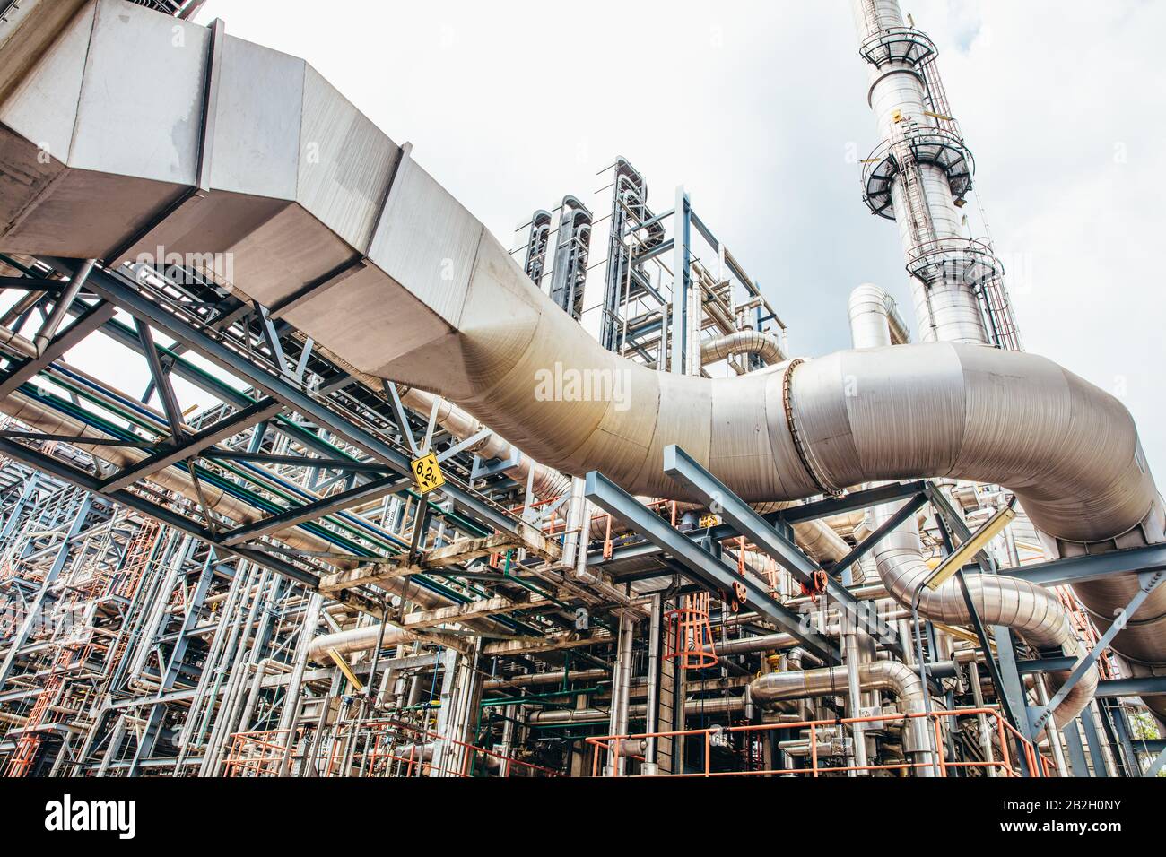 Industrial zone,The equipment of oil refining,Close-up of industrial ...