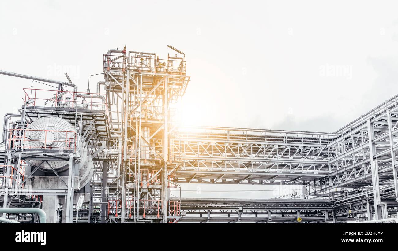Industrial zone,The equipment of oil refining,Close-up of industrial ...