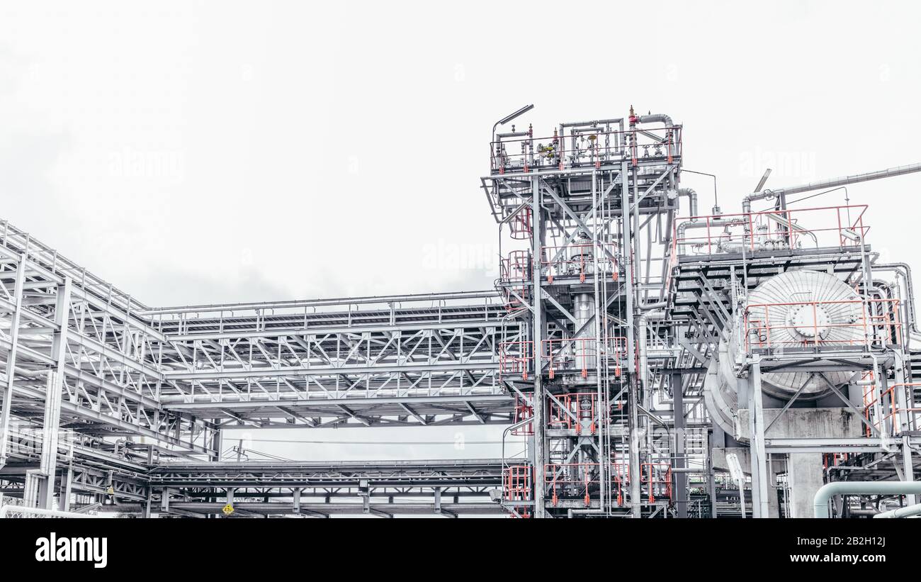Industrial zone,The equipment of oil refining,Close-up of industrial ...