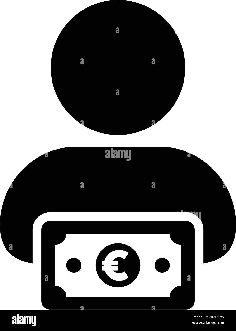 Money icon vector male user person profile avatar with Euro sign ...