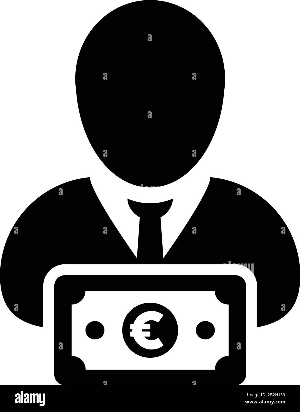 Finance icon vector male user person profile avatar with Euro sign ...