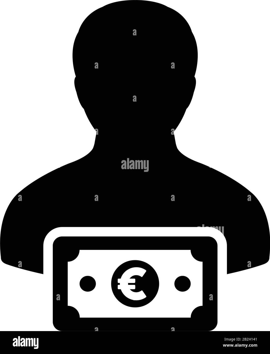 Income icon vector male user person profile avatar with Euro sign ...