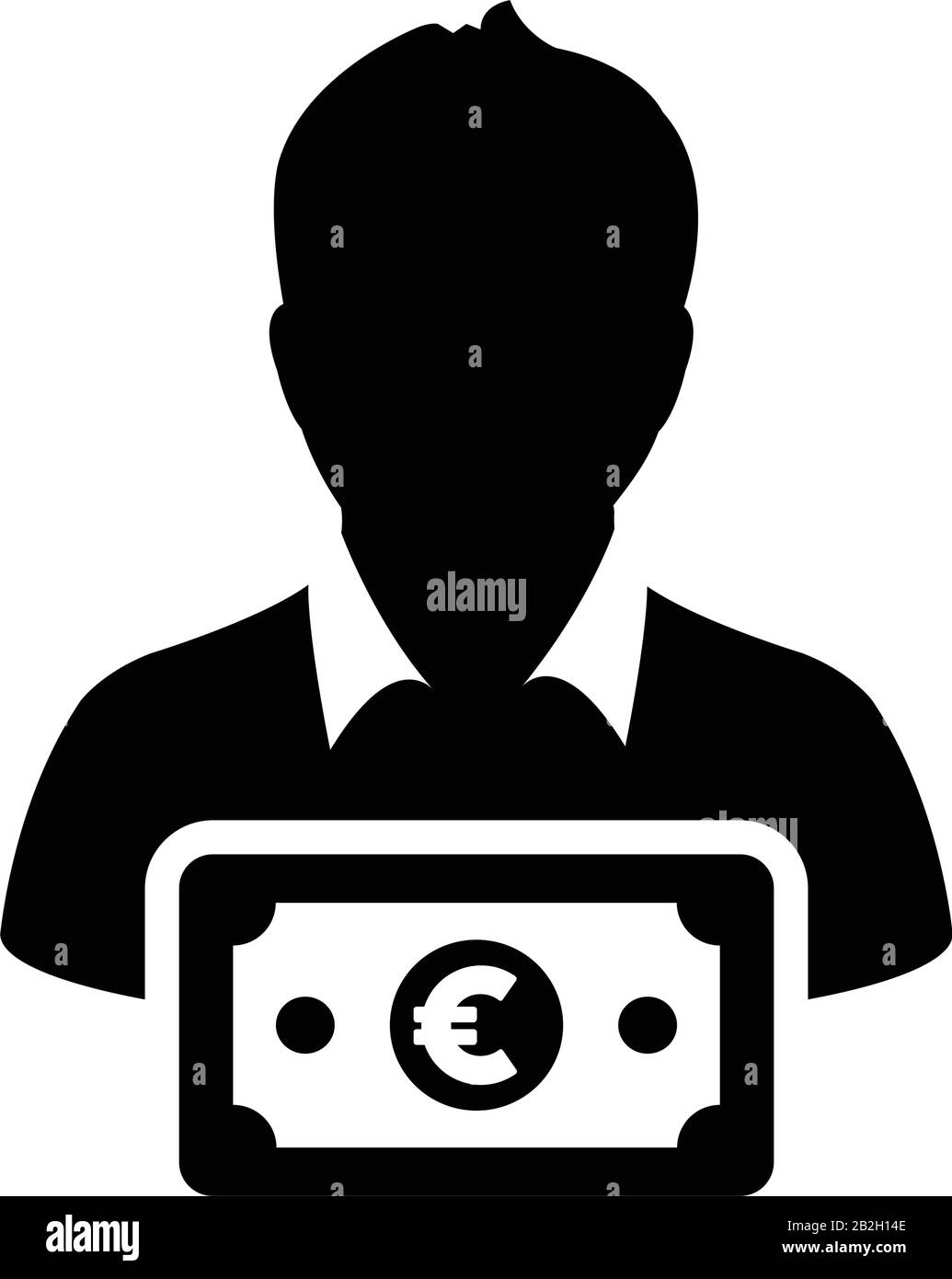 Finance icon vector male user person profile avatar with Euro sign ...
