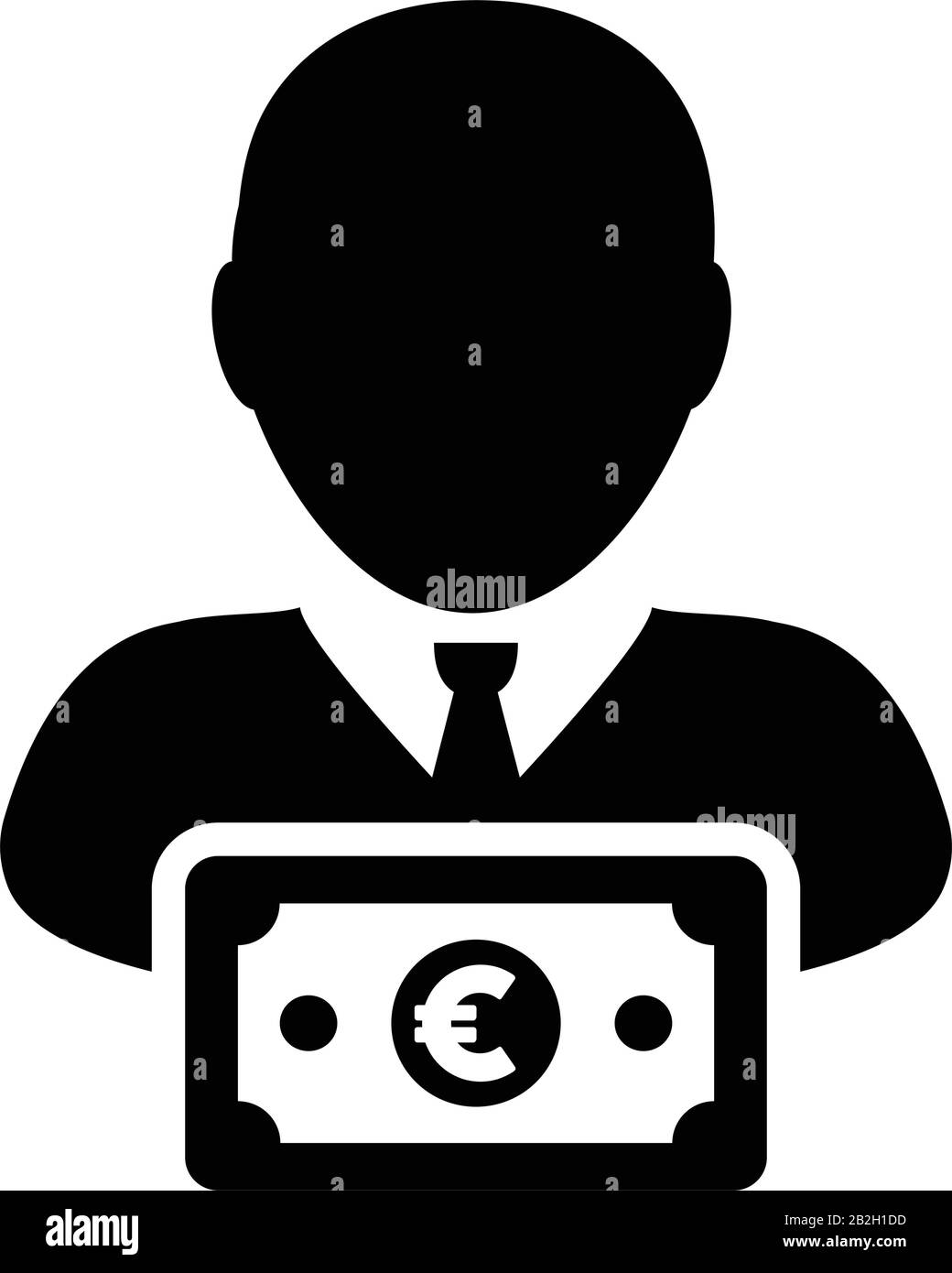 Currency icon vector male user person profile avatar with Euro money ...