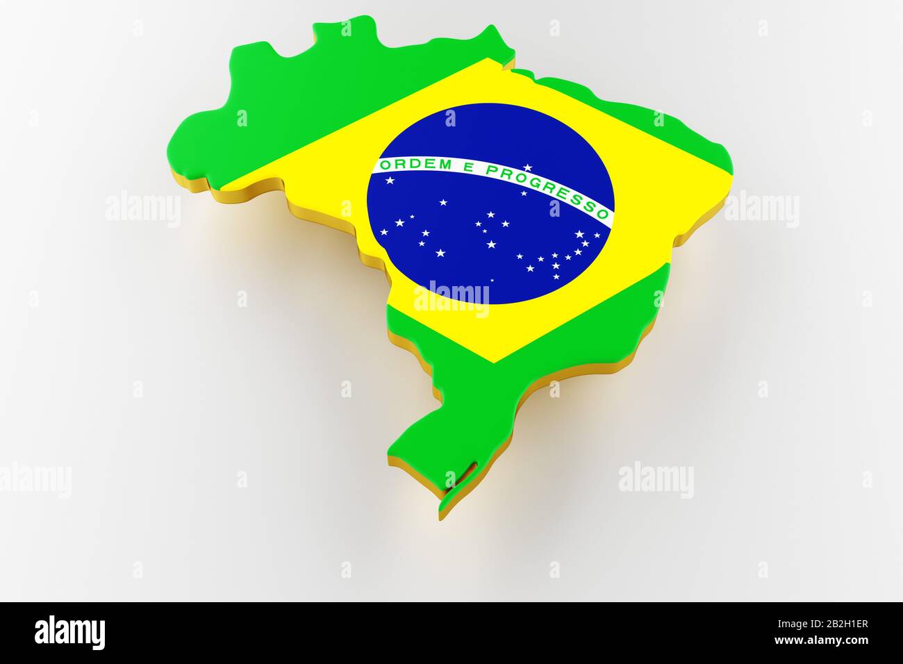 3D map of Brazil. Map of Brazil land border with flag. Brazil map on ...