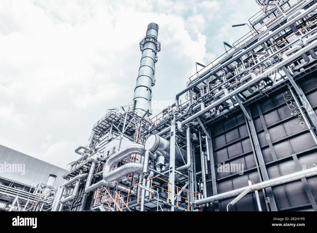 Industrial zone,The equipment of oil refining,Close-up of industrial ...