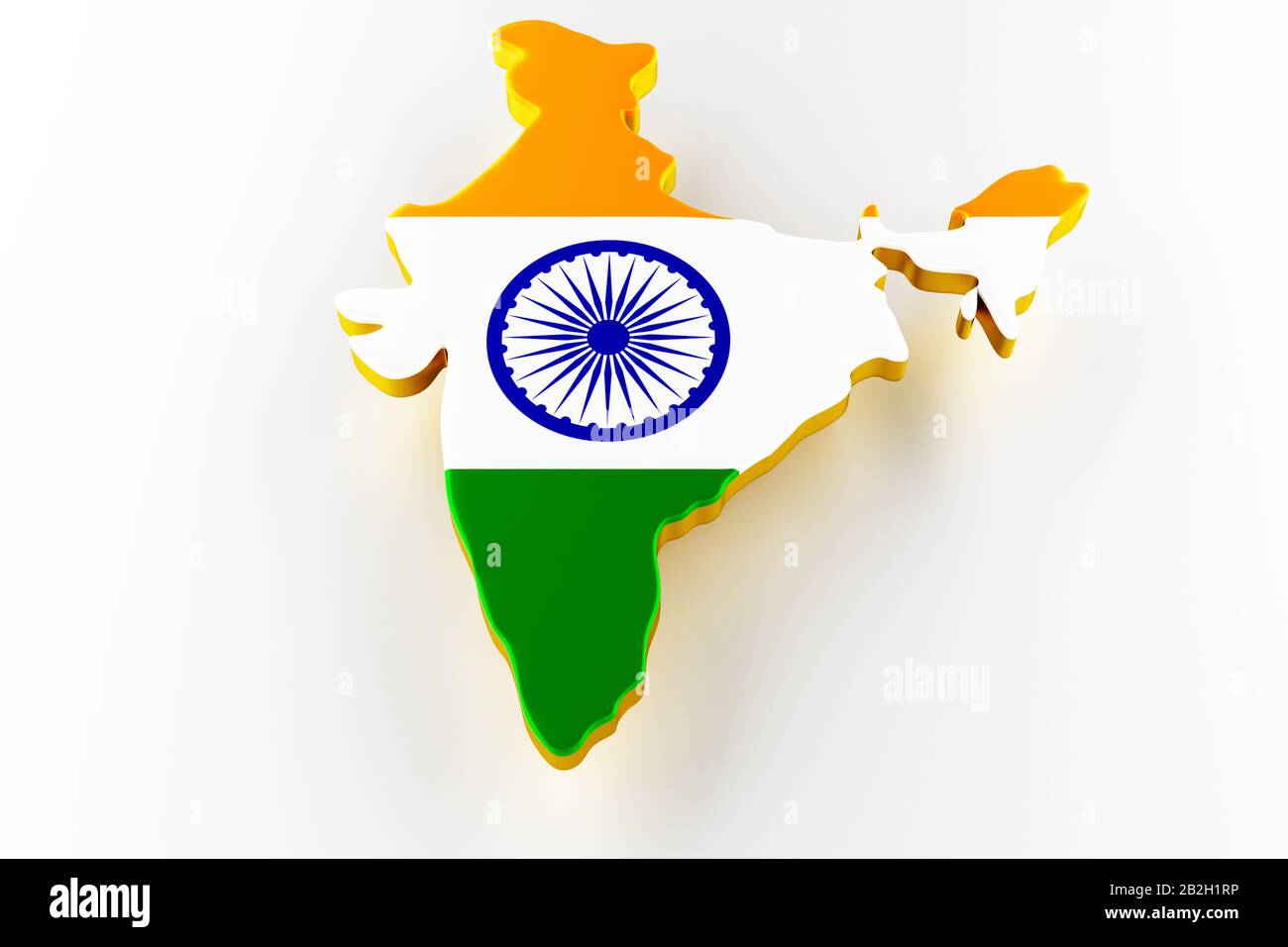 3D map of India. Map of India land border with flag. India map on white ...