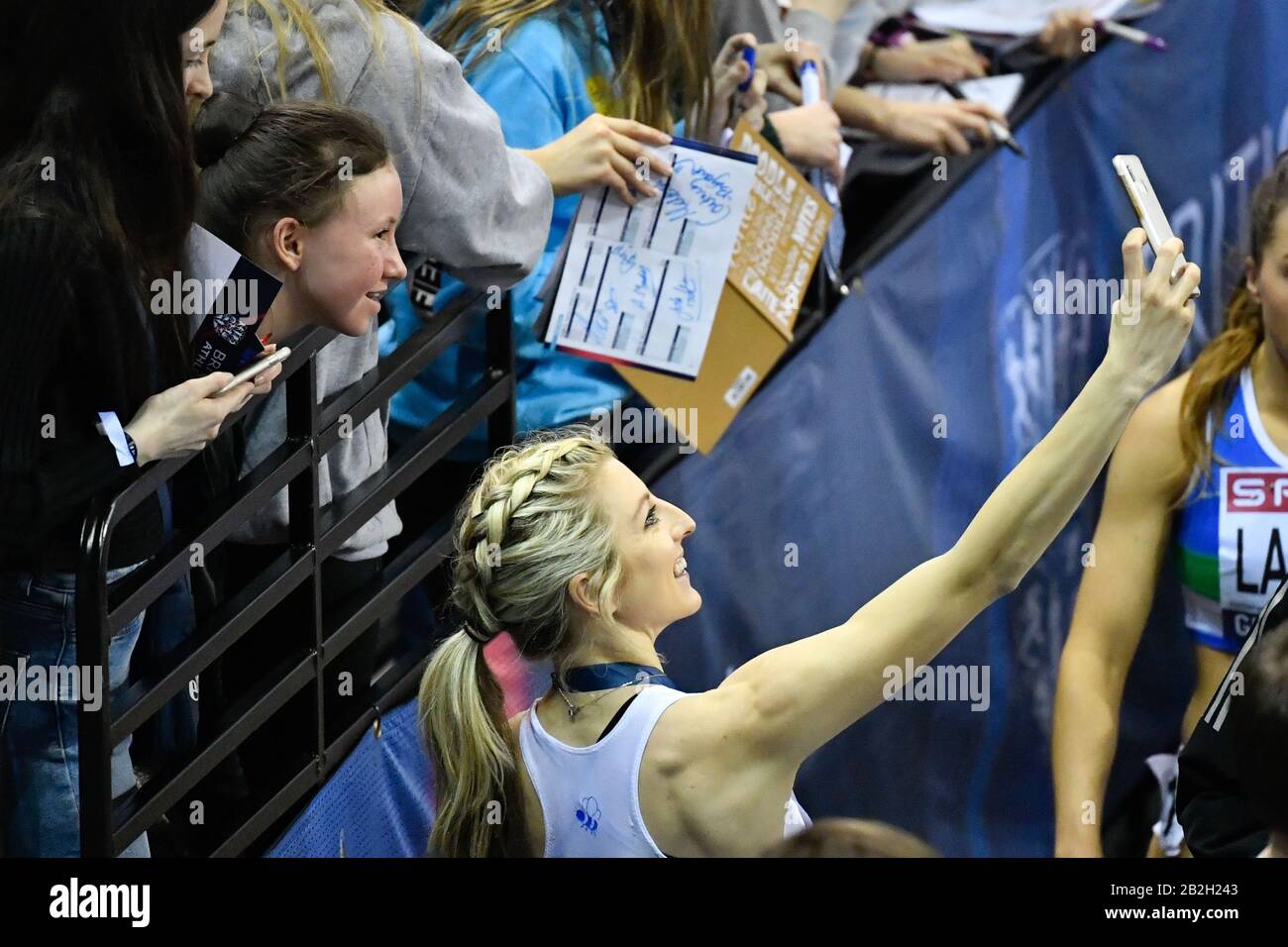 Holly Archer poses for a selfie after she wins the Women's 1500m during ...