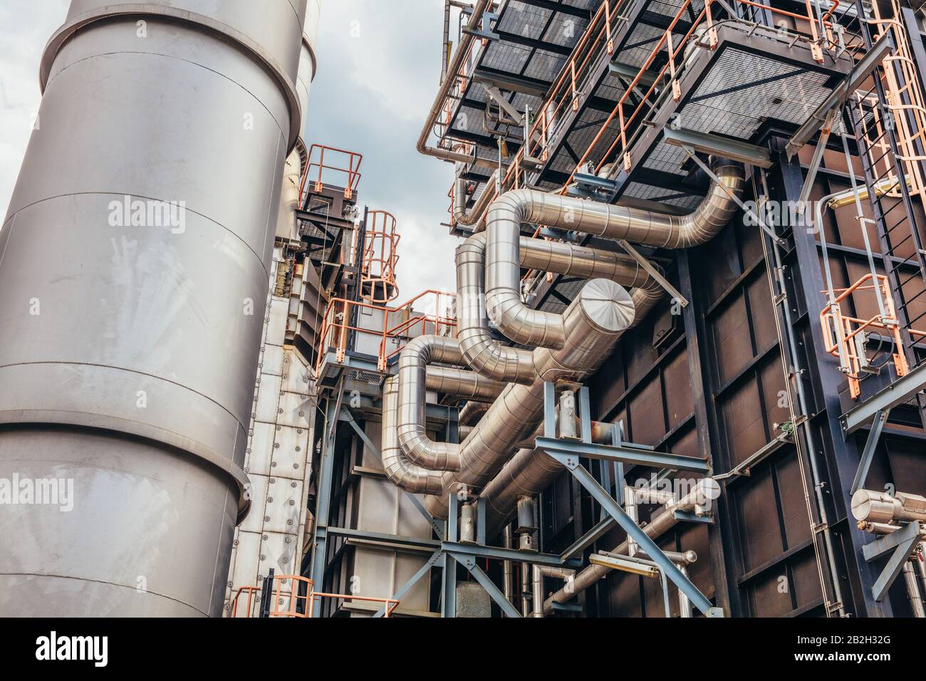 Industrial zone,The equipment of oil refining,Close-up of industrial ...