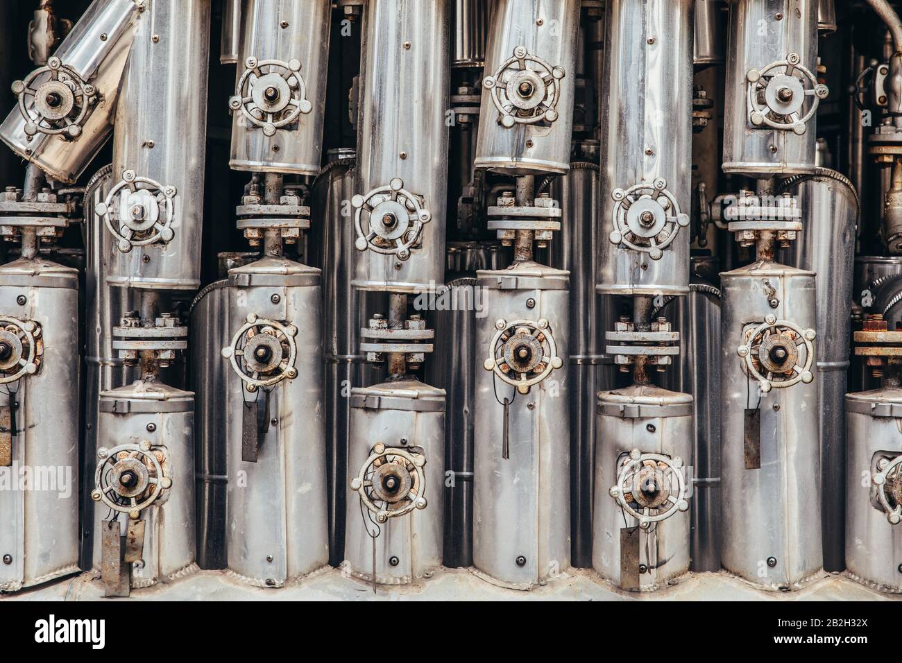 Industrial zone,The equipment of oil refining,Close-up of industrial ...