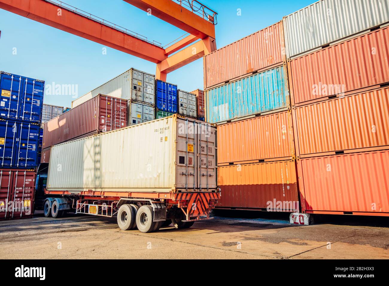 Containers box from Cargo freight ship for import export,logistic ...