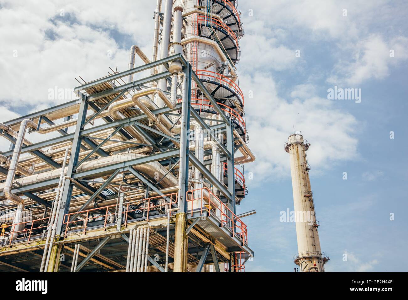 Industrial zone,The equipment of oil refining,Close-up of industrial ...