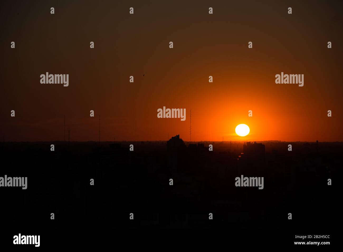 Romantic Sunset with strong orange color Stock Photo - Alamy