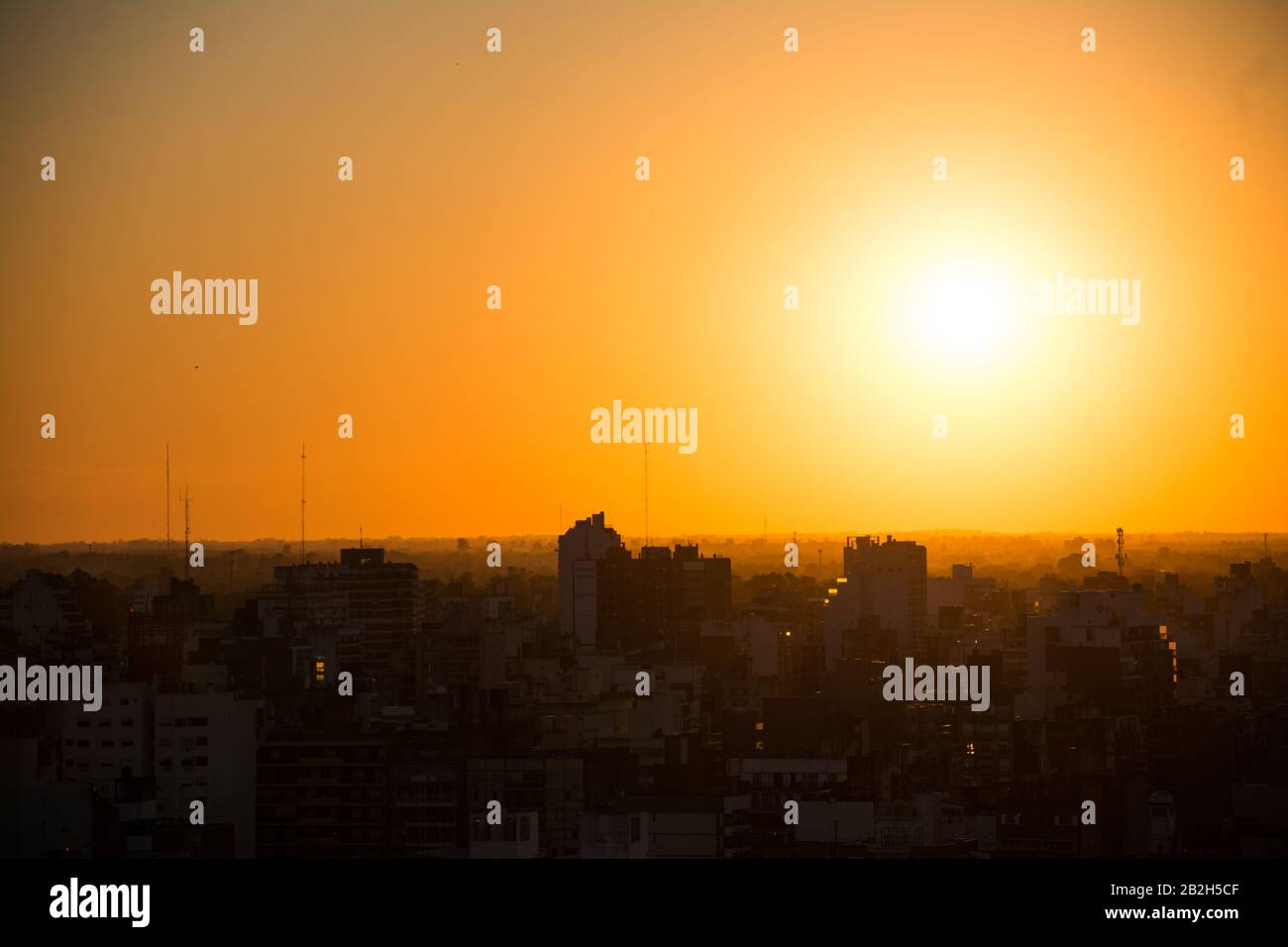 Romantic Sunset with strong orange color Stock Photo - Alamy