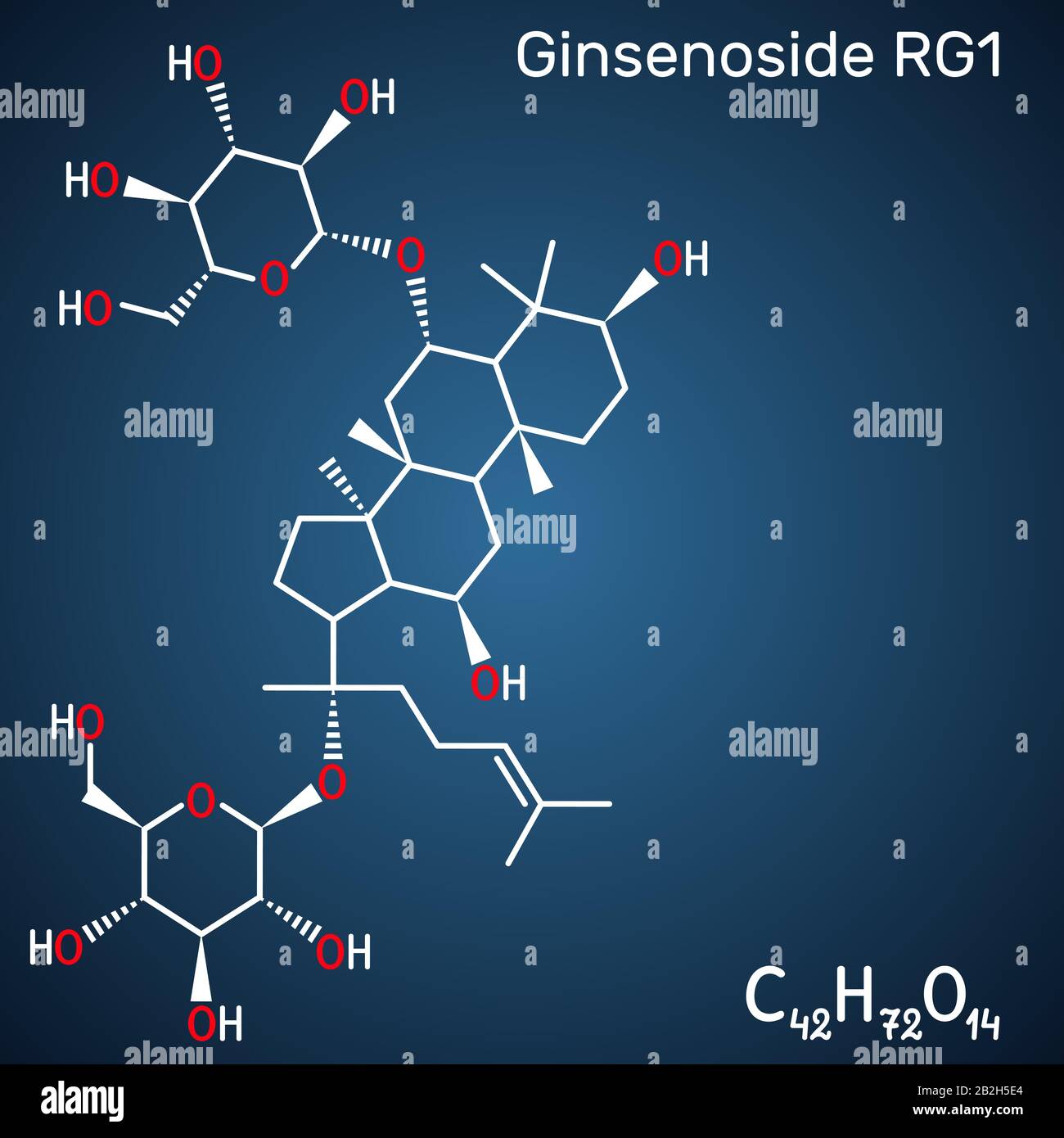 Ginsenoside Rg1 molecule. It is one of the major active components of ...