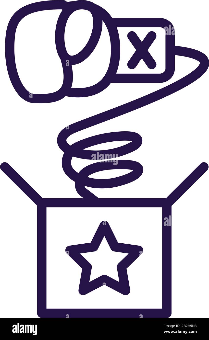 joke box with boxing glove over white background, line style icon ...