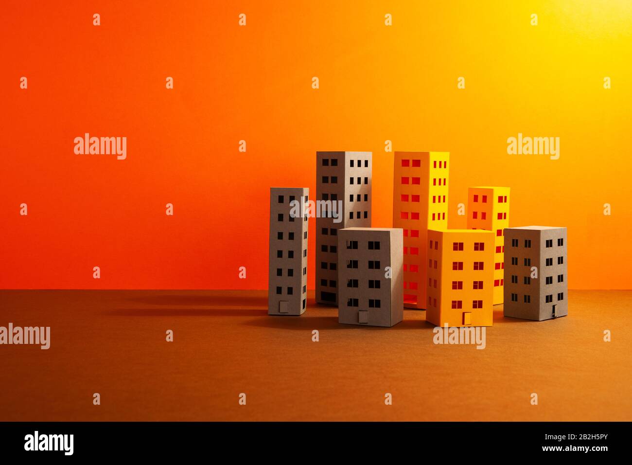 Modern facade window yellow orange abstract building architecture hi ...