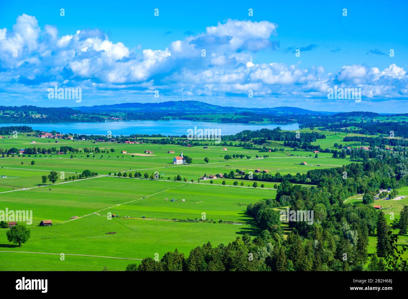 Forggensee - lake near Fuessen in beautiful mountain scenery of Allgaeu ...