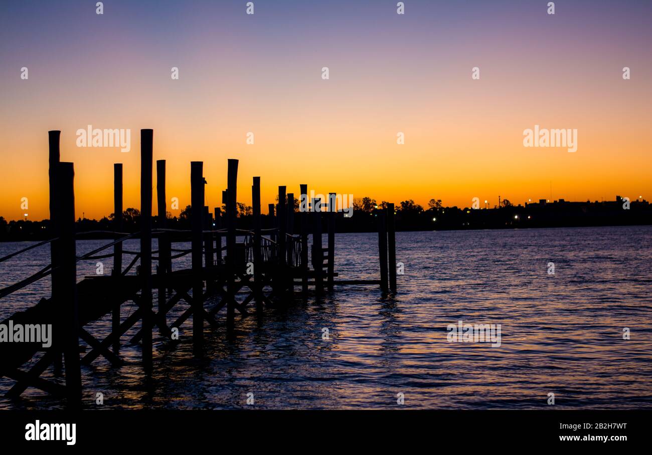 Romantic Sunset with strong orange color Stock Photo - Alamy