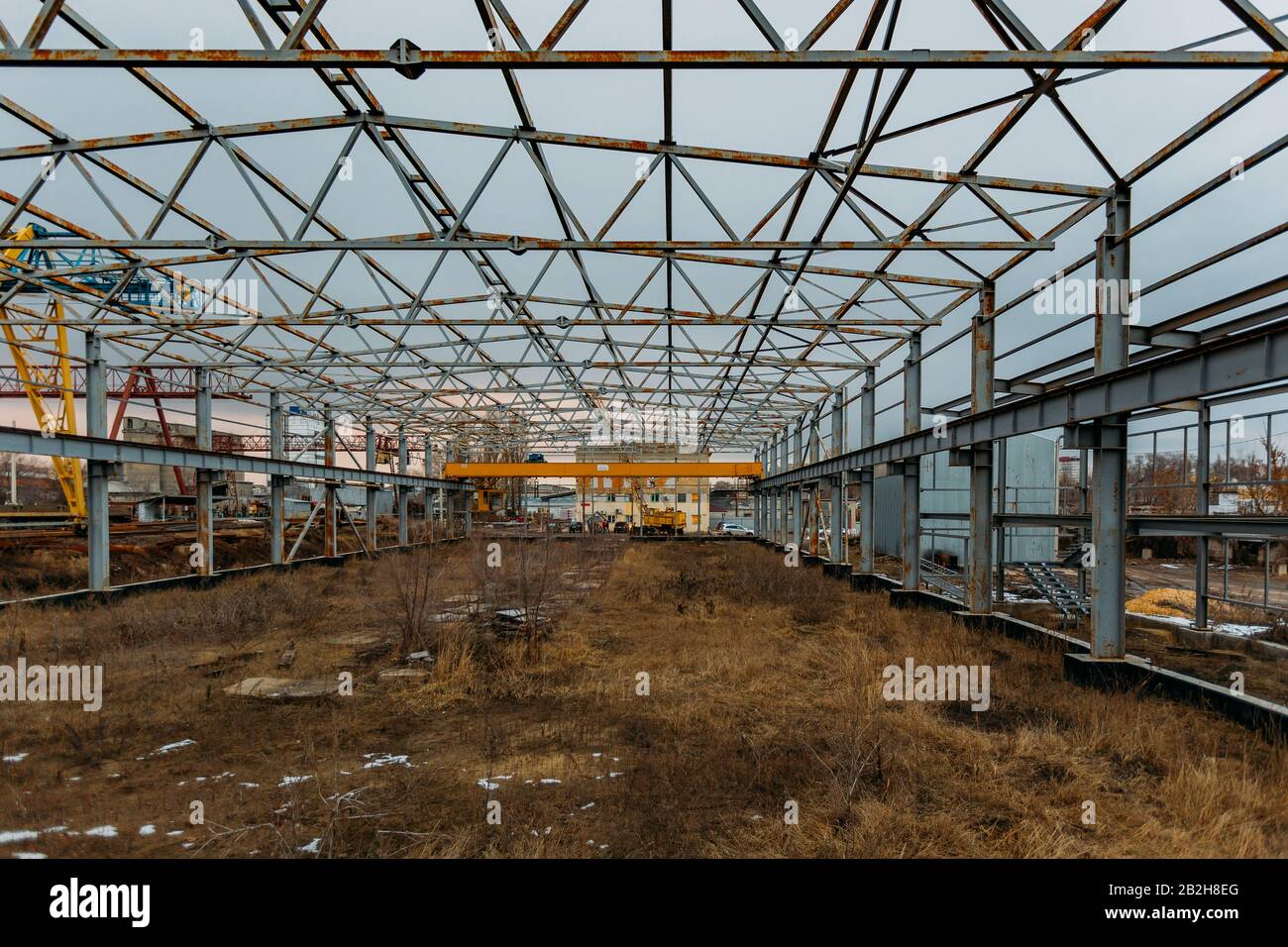 Construction site in old industrial area of metalworking factory Stock ...