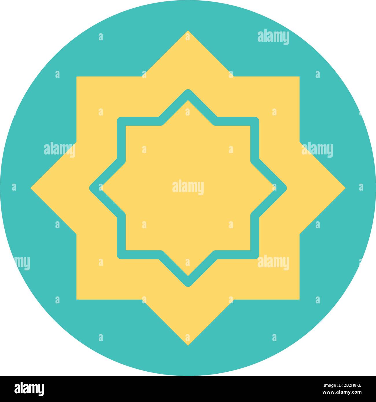 Islamic Octagon Star icon over white background, block style, vector ...