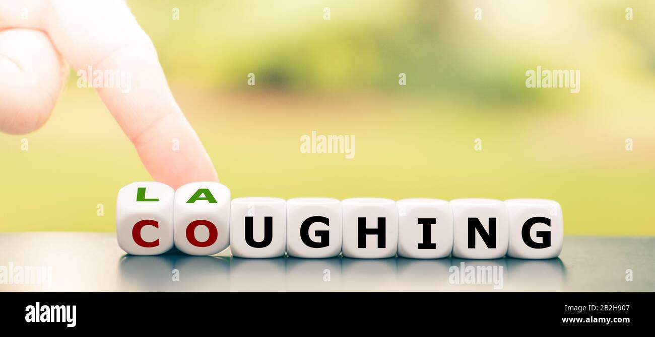 Laughter is the best medicine. Hand turns dice and changes the word ...