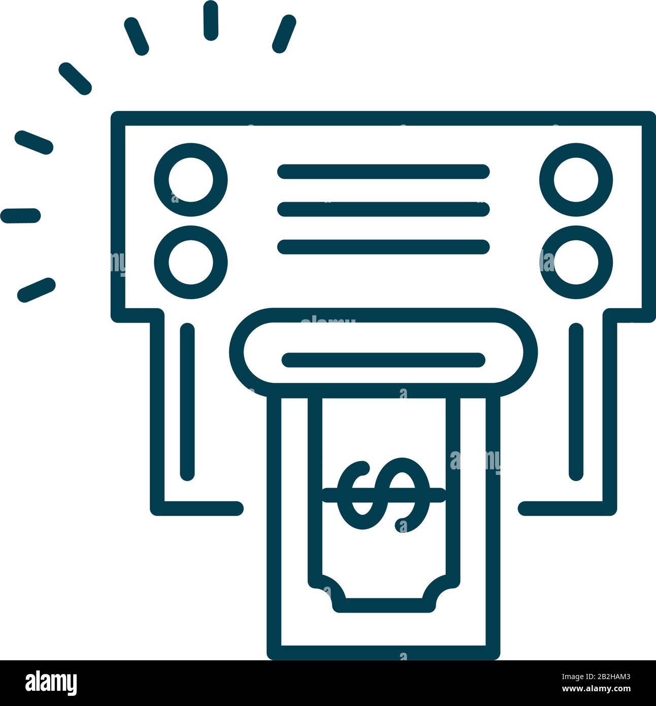 printer with money bill icon over white background, line style, vector ...