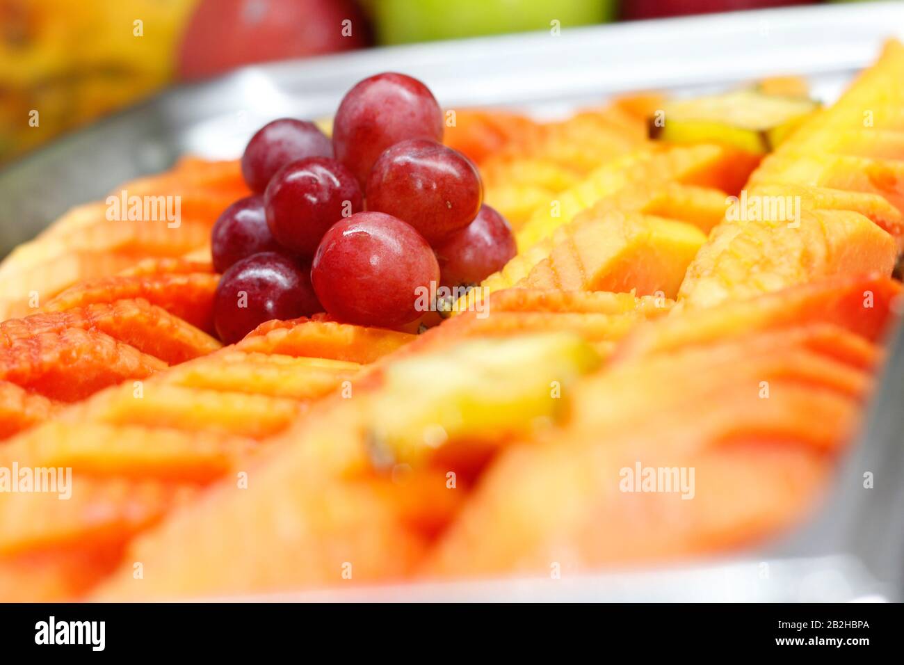 Trays full of fruit slices Stock Photo - Alamy