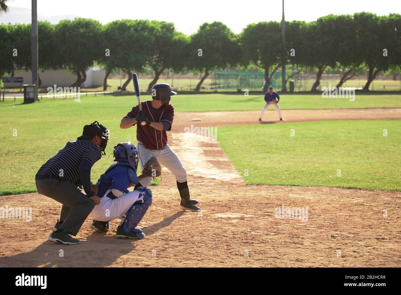 Baseball players during the match Stock Photo - Alamy