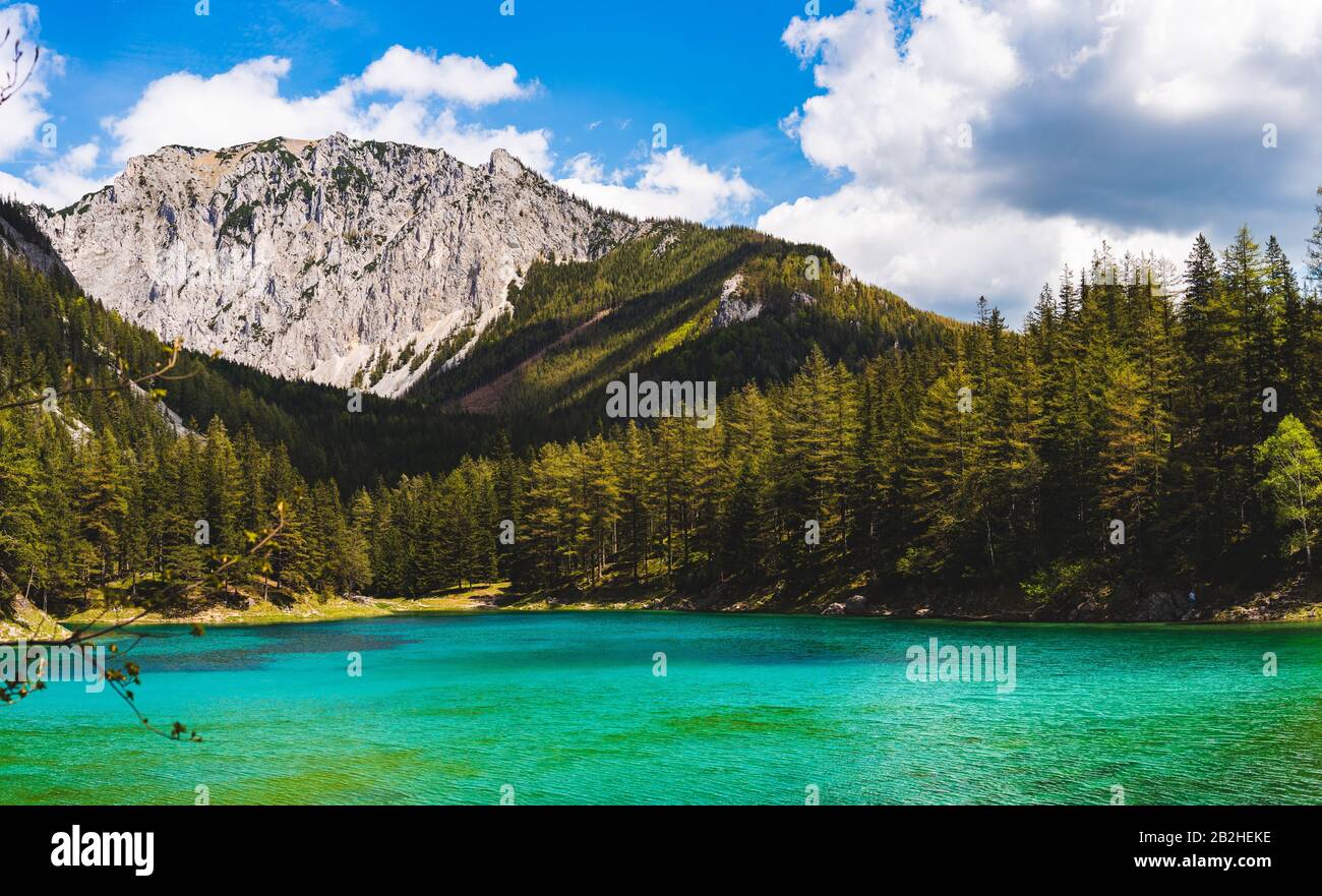 Green Lake panorama landscape in Styria, Austria. Gruner See place to ...