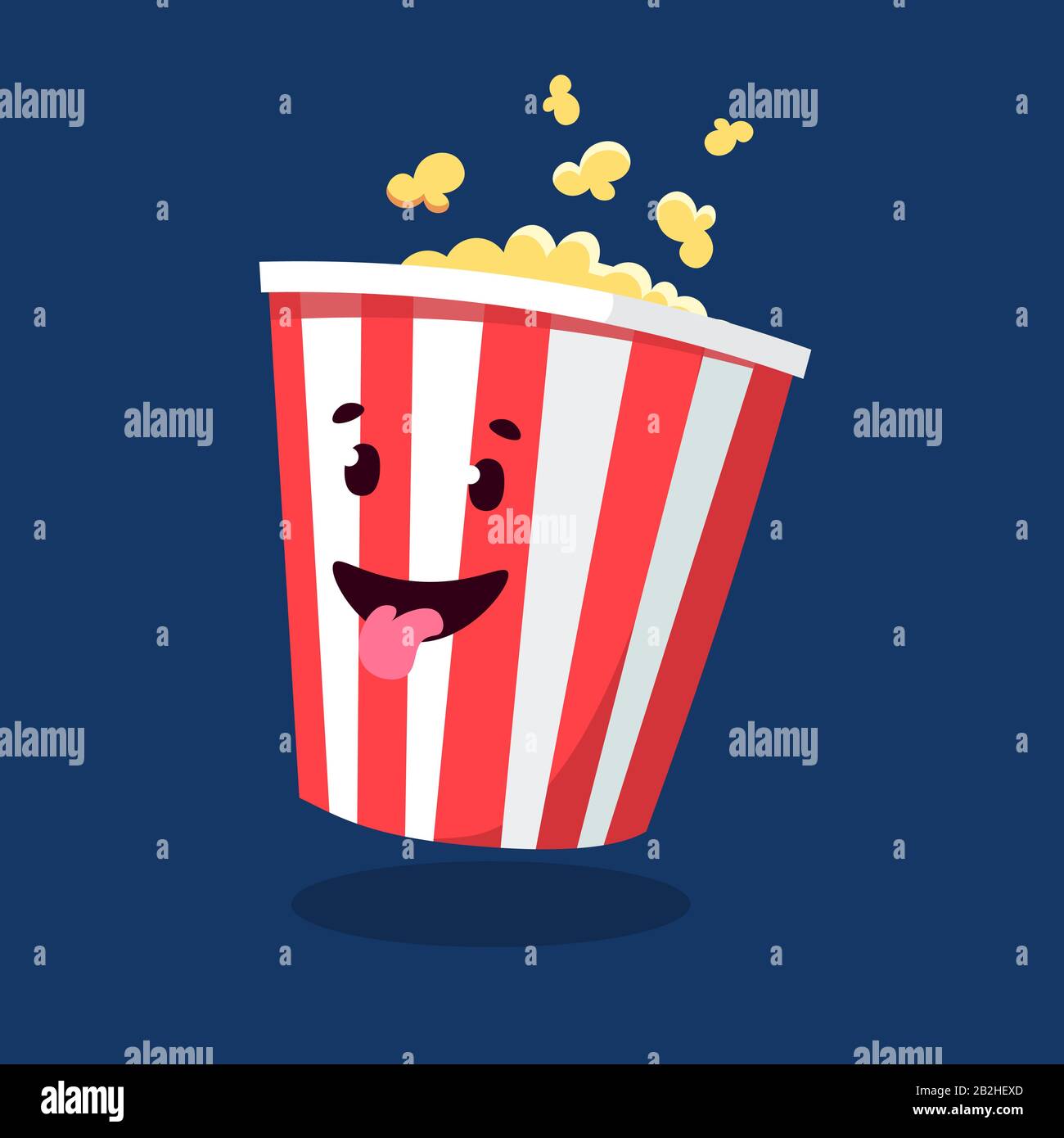 Flat illustration with smiley cartoon popcorn box Stock Vector Image ...