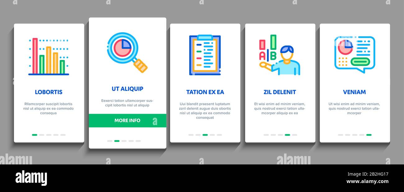 Statistician Assistant Onboarding Elements Icons Set Vector Stock ...