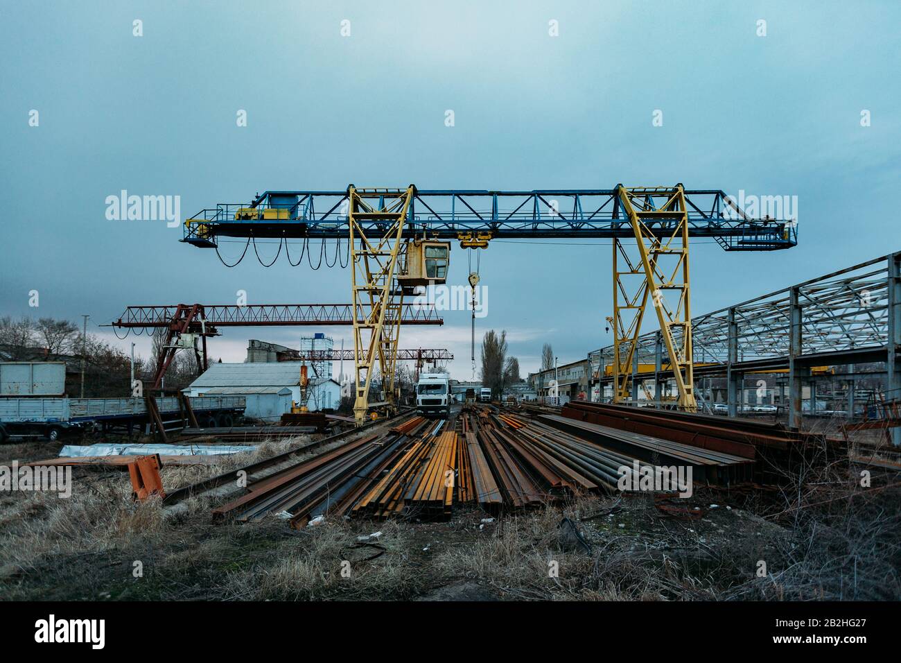 Construction site in old industrial area of metalworking factory Stock ...