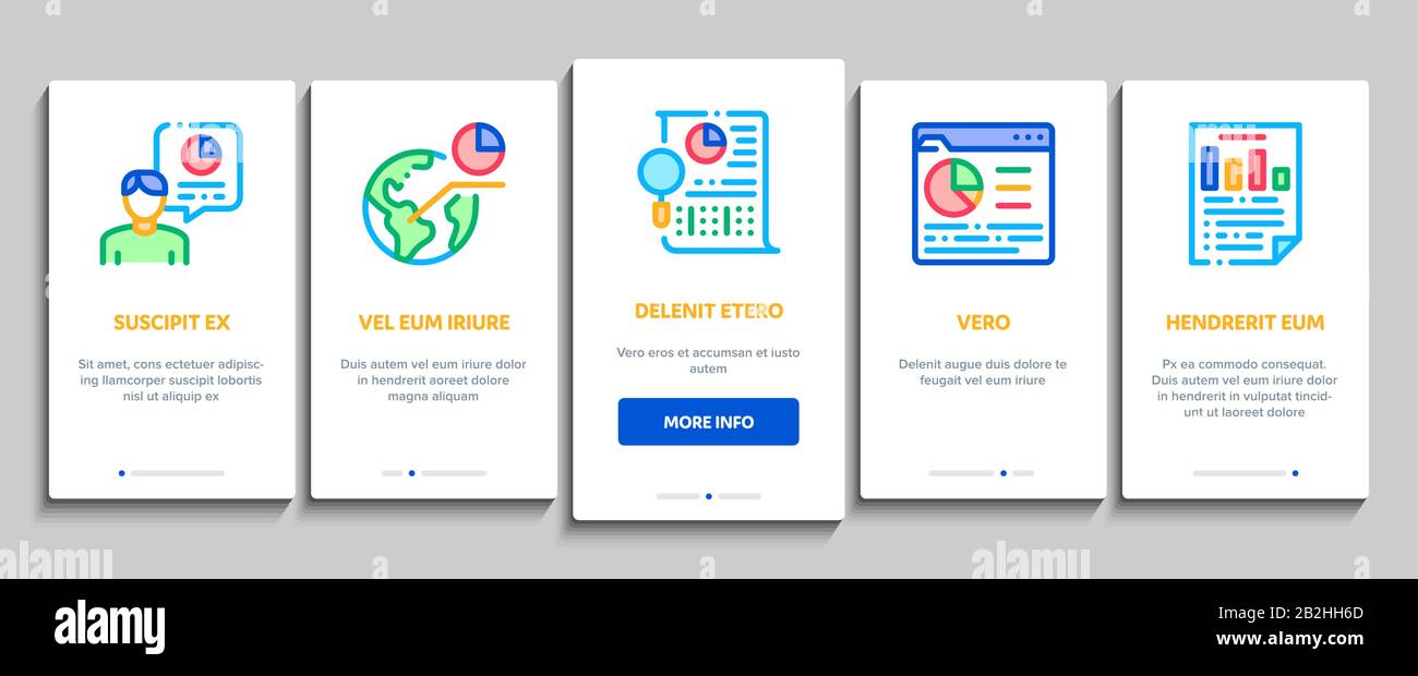 Statistician Assistant Onboarding Elements Icons Set Vector Stock ...
