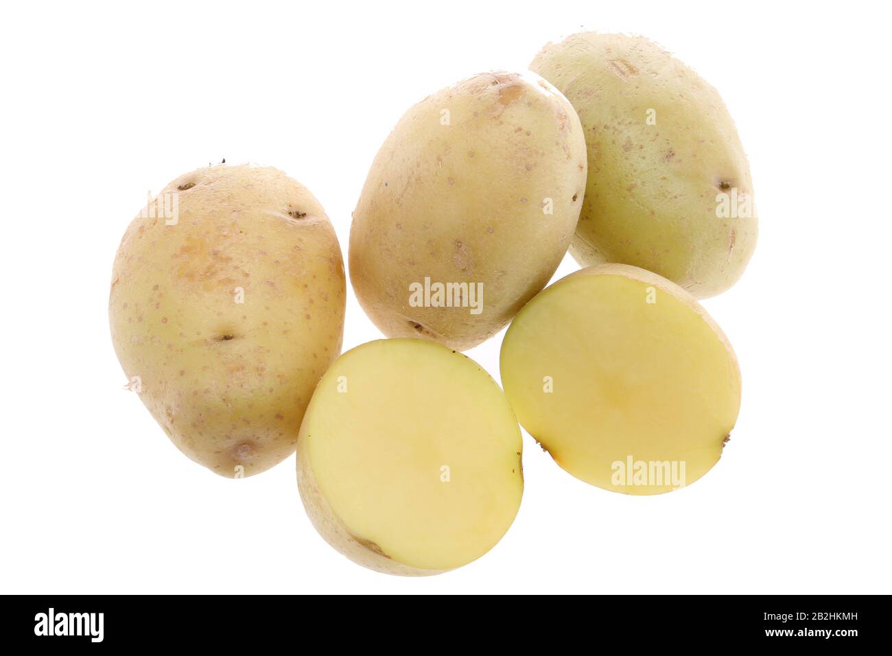 Isolated Australian potatoes. Cut raw potato vegetables isolated on ...