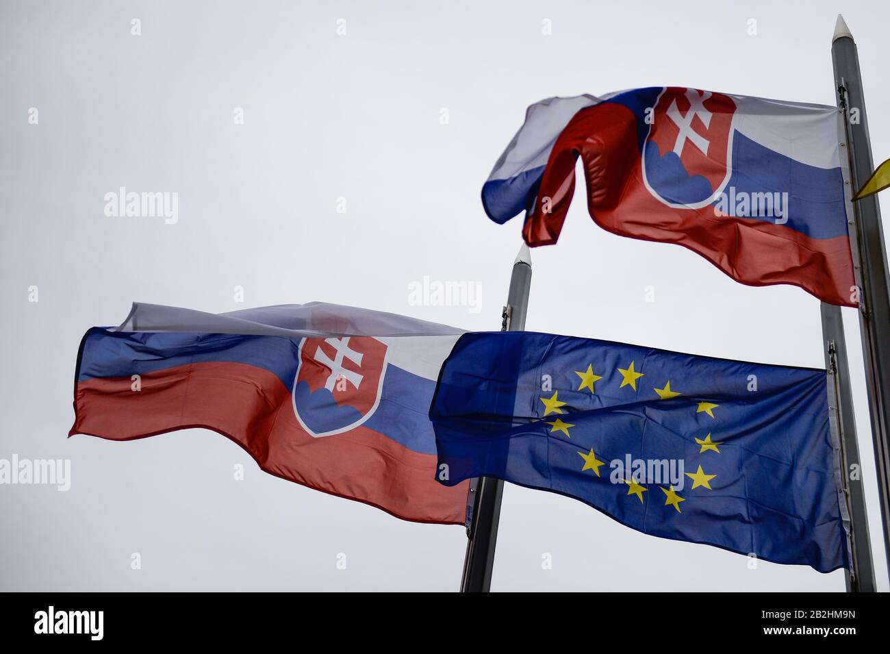February 29, 2020, Trnava, Slovakia: Slovakia national flag and ...