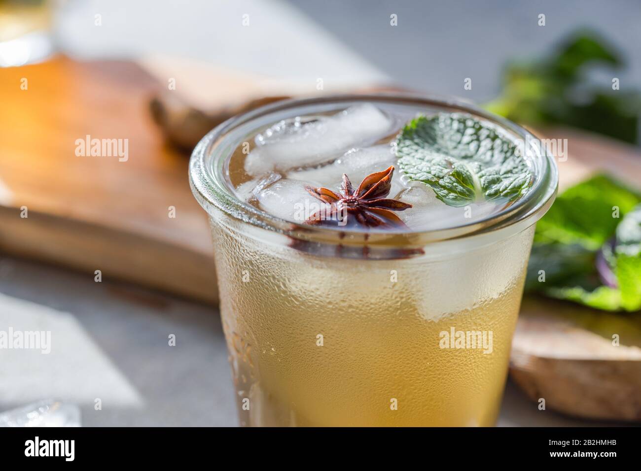 Kombucha Tea or iced tea beverage. Fermented Super Food, Pro Biotic ...