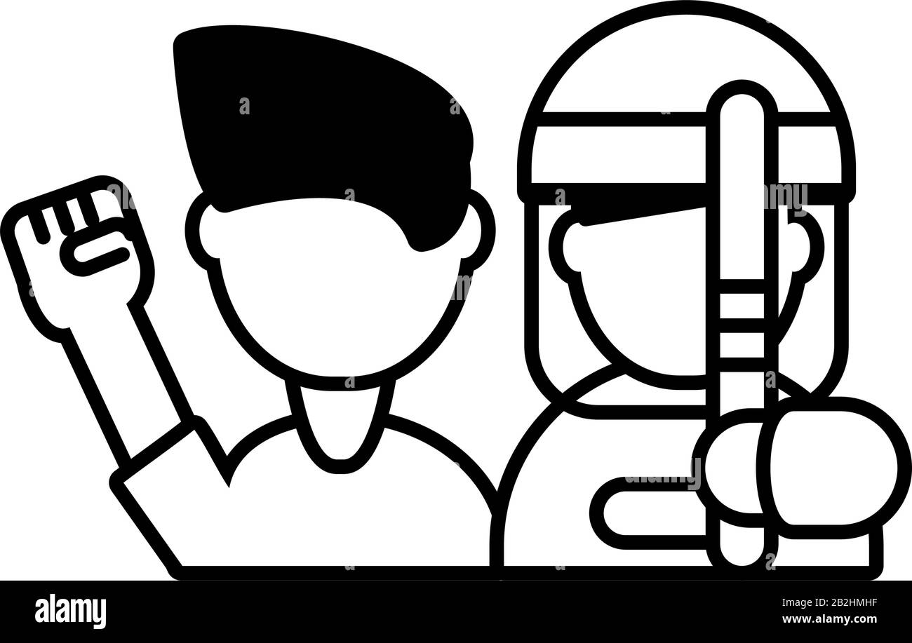 Silhouette of riot police Cut Out Stock Images & Pictures - Alamy